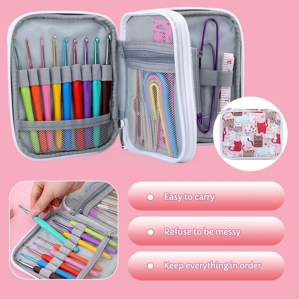 Crochet Hooks, Ergonomic Crochet Hook Set, 99 Pack Crochet Kit for Beginners, Soft Grip Crochet Hooks Set, Crocheting Supplies for Beginners Knitting Yarn Lovers