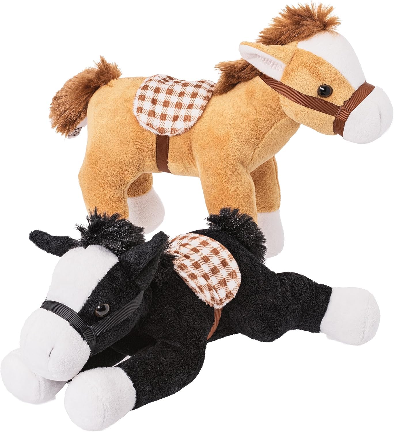 PREXTEX Plush Farm House with Soft and Cuddly 5" Plush Horses, Farm Boy, and Farm House Barn House Carry Along Case