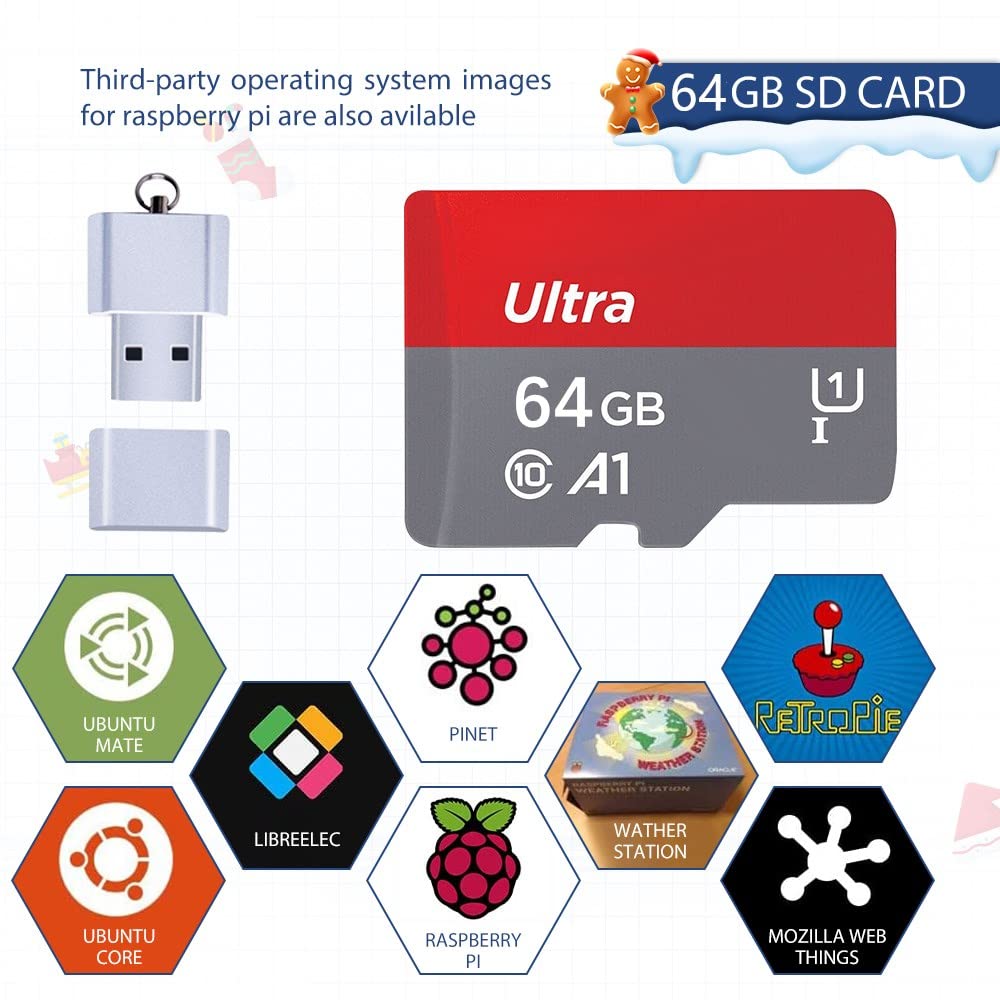 DVOZVO Raspberry Pi 4 8GB Starter Kit, 5V 4A Raspberry Pi 4 Power Supply with ON/Off Switch,Raspberry Pi 4 Aluminum Case,4K HDMI Cables for Raspberry Pi 4B - 64GB Edition (8GB RAM)