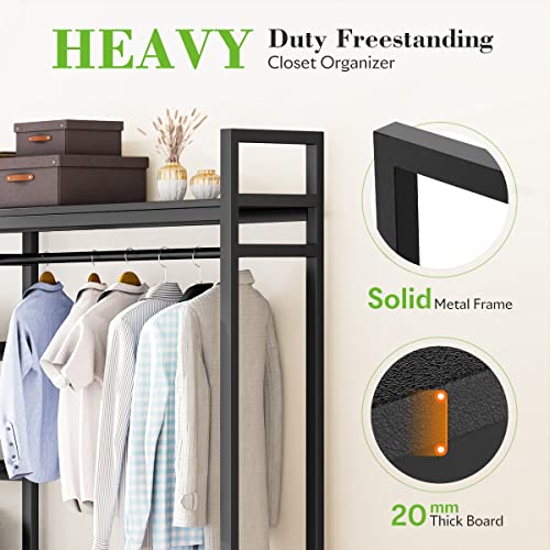 HOKEEPER 600lbs Capacity Free Standing Closet Organizer with 6 Metal Shelves Heavy Duty Clothing Rack for Hanging Clothes Sturdy Storage Wardrobe Closet Garment Rack for Bedroom