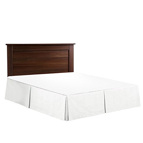 Rineni Split Corner Bed Skirt 16 Inch Drop Queen Size Egyptian Cotton Wrinkle and Fade Resistant Long Staple Premium 600 Thread Count White Solid