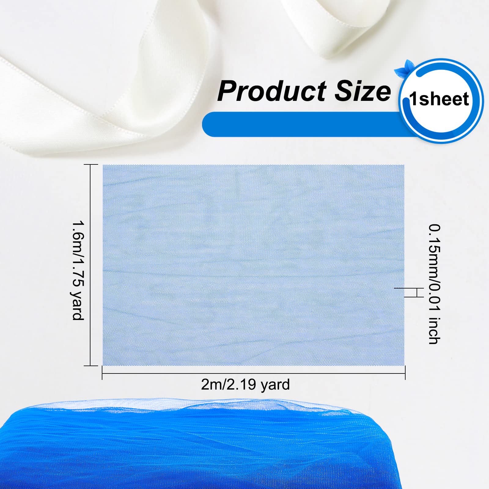 OLYCRAFT 79x63" Royal Blue Tulle Fabrics Bolt Net Chinlon Tulle Fabric Gauze Mesh Ribbon Tulle for Wedding Party Event Decorations Gift Wrapping DIY Sewing Crafts