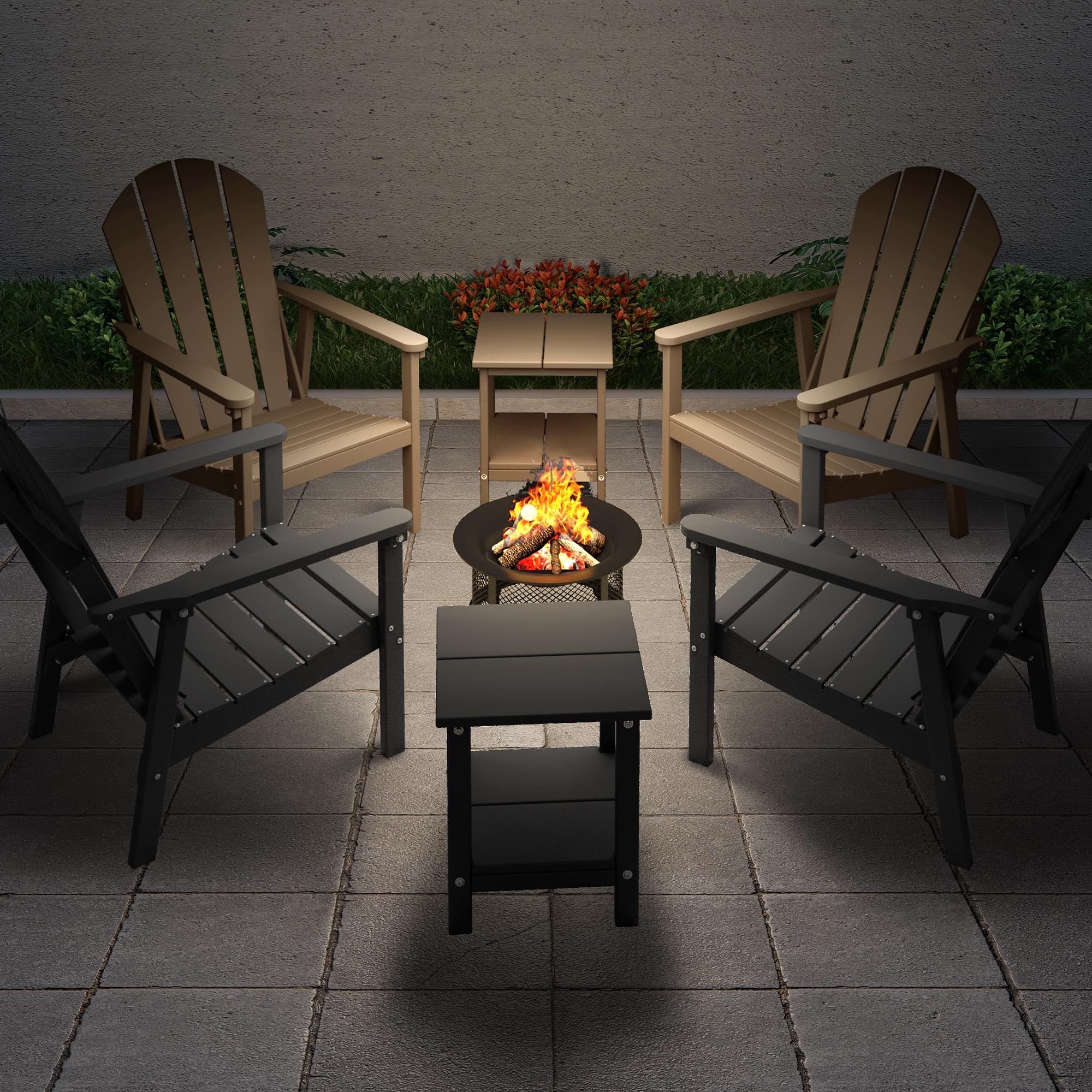 FOLAWO Adirondack Chair HDPE Weather Resistant Outdoor Adirondack Chair Fire Pit Chairs for Patio Lawn Garden Backyard Deck