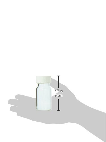 JG Finneran 9-084 Clear Borosilicate Glass Standard VOA Vial with White Polypropylene Solid Top Closure and 0.100" PTFE/Silicone Liner, 24-400mm Cap Size, 20mL Capacity (Pack of 72)