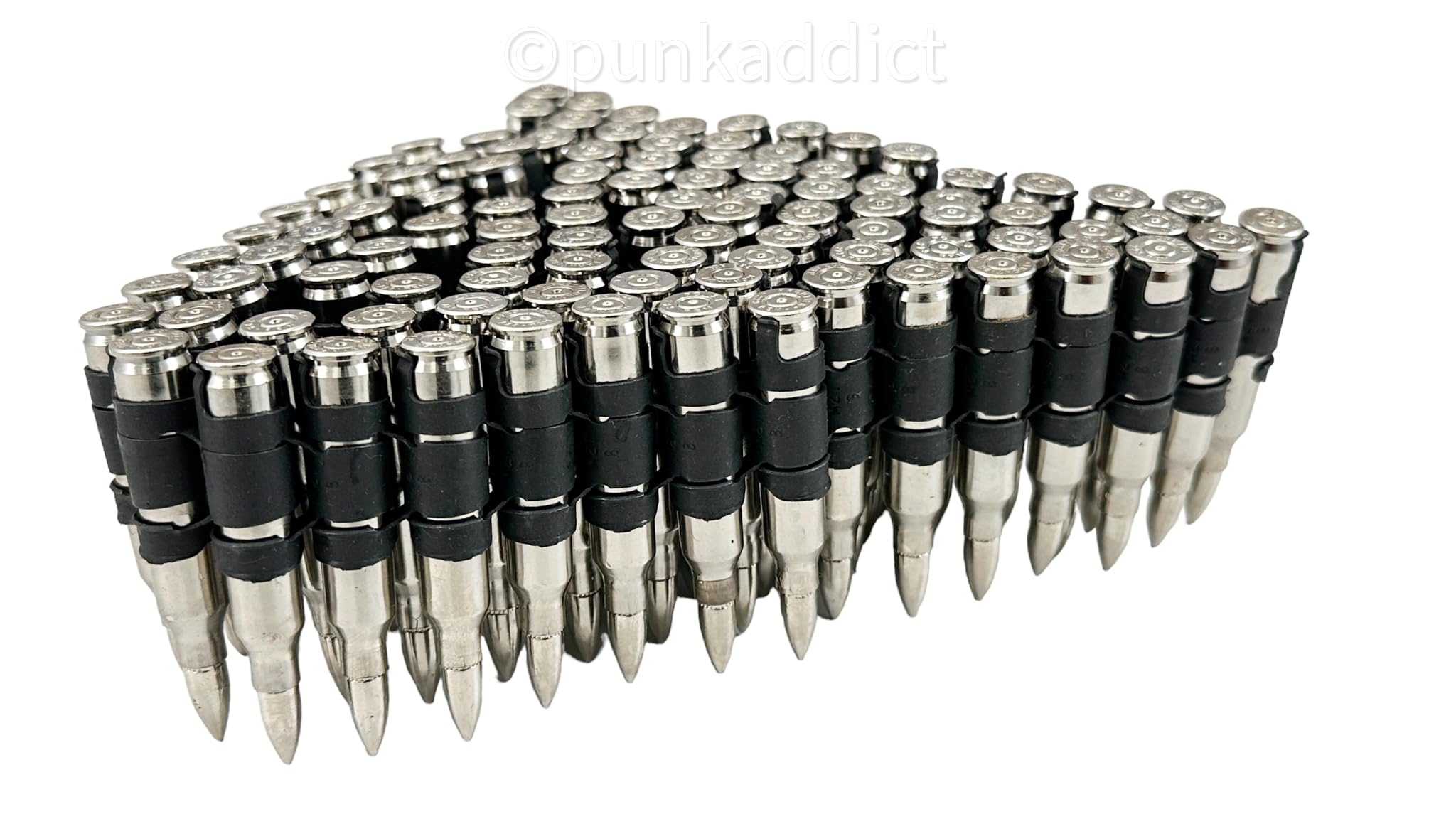 Bullet Belt .223 Caliber Nickel Shell Nickel Tip Defused Dummy Black Link 42" 90 Bullet Link