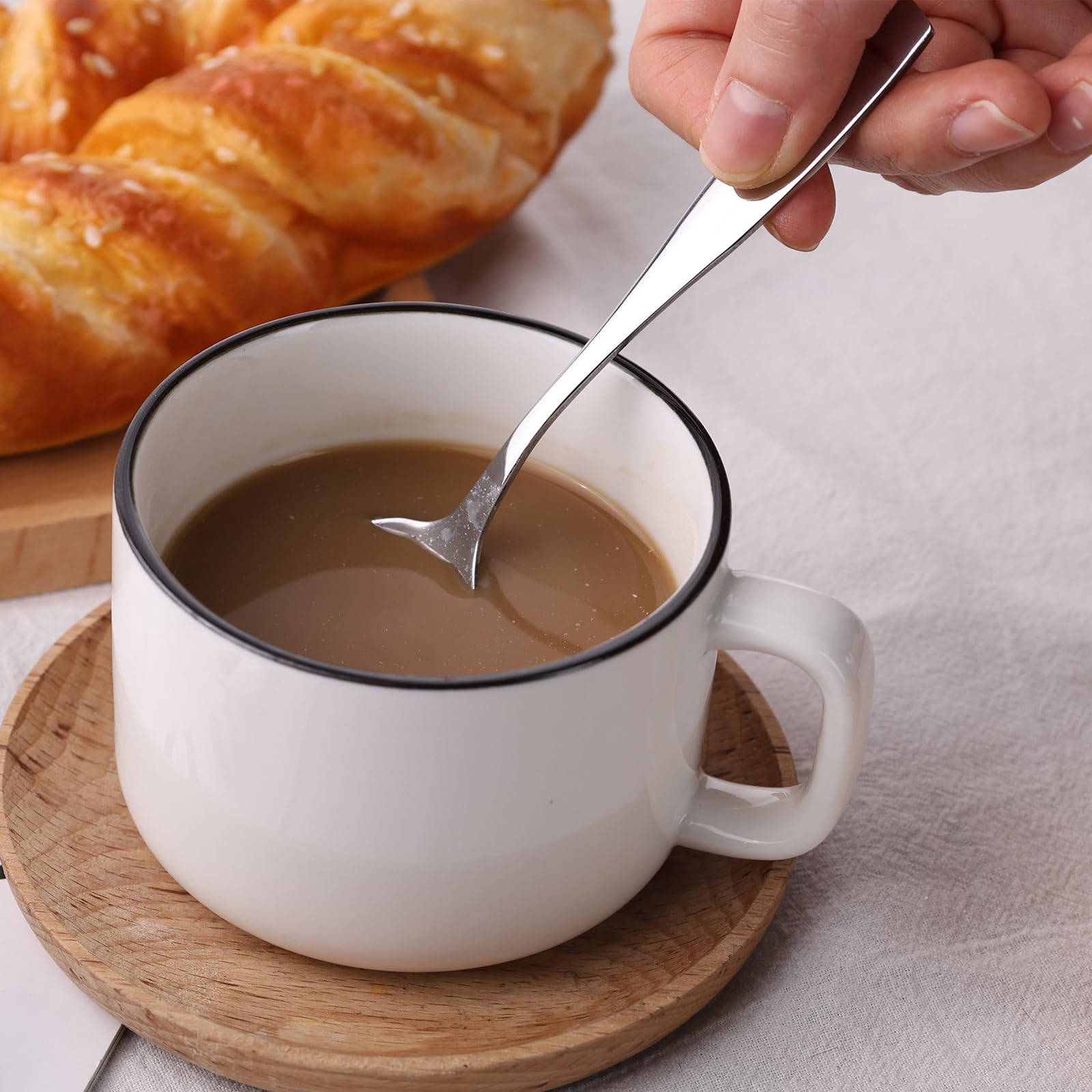 HANSGO Teaspoons Stainless Steel, Small Coffee Spoons, Mirror Polished Teaspoon, Dessert Spoons for Home Kitchen Restaurant, Dishwasher Safe