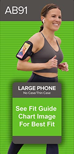 Tune Belt AB91 Cell Phone Armband Holder Case for iPhone 13/13 Pro, 12/12 Pro, 11, 11 Pro Max, XS Max, XR, Galaxy S20/S21 Plus & More for Running & Working Out (Black)