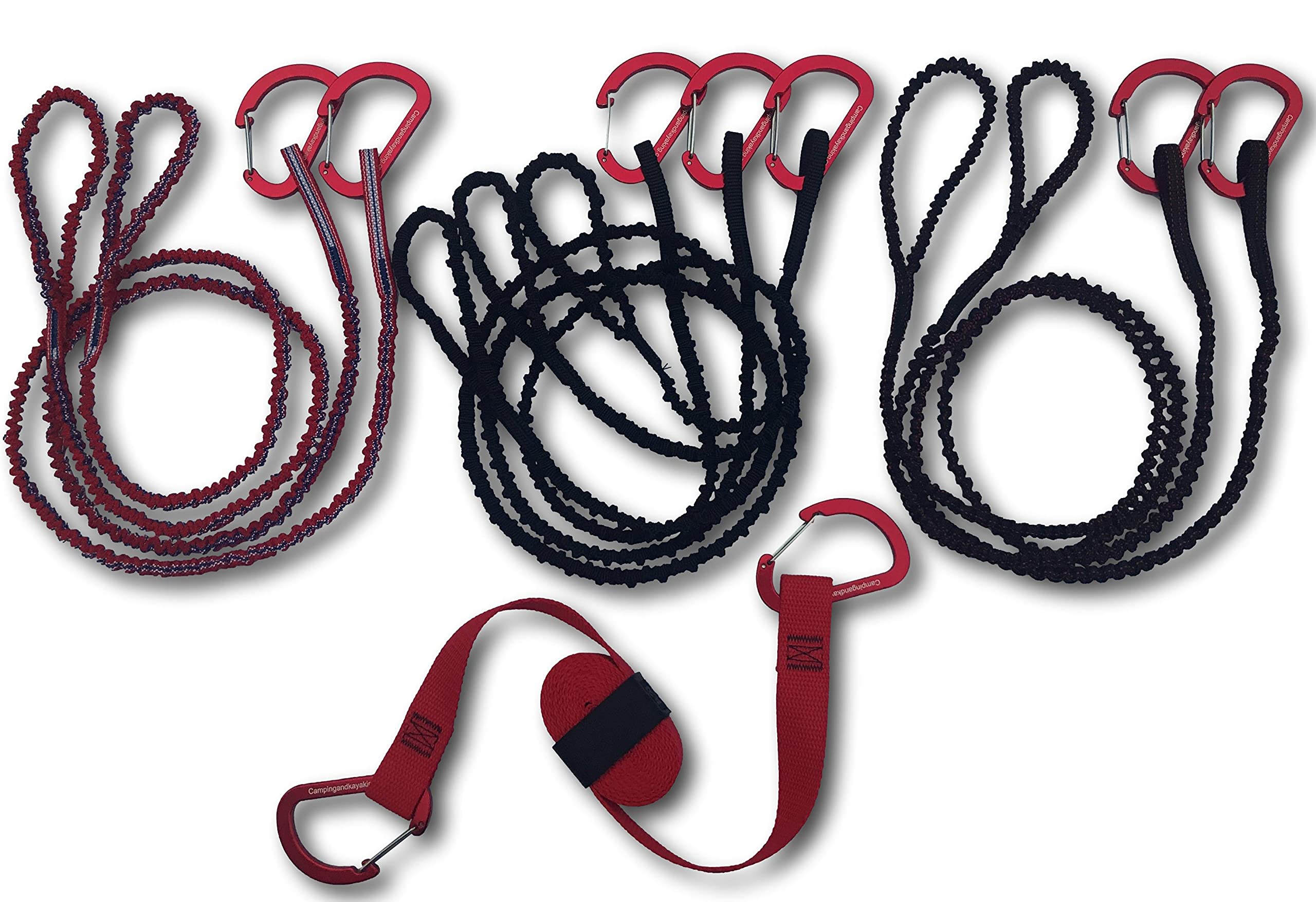 Campingandkayaking Kayak Paddle Leash/Rod Leash/Gear Leash/Tether/9 Carabiners. Offshore Kayak Anglers kit. Made in The USA.
