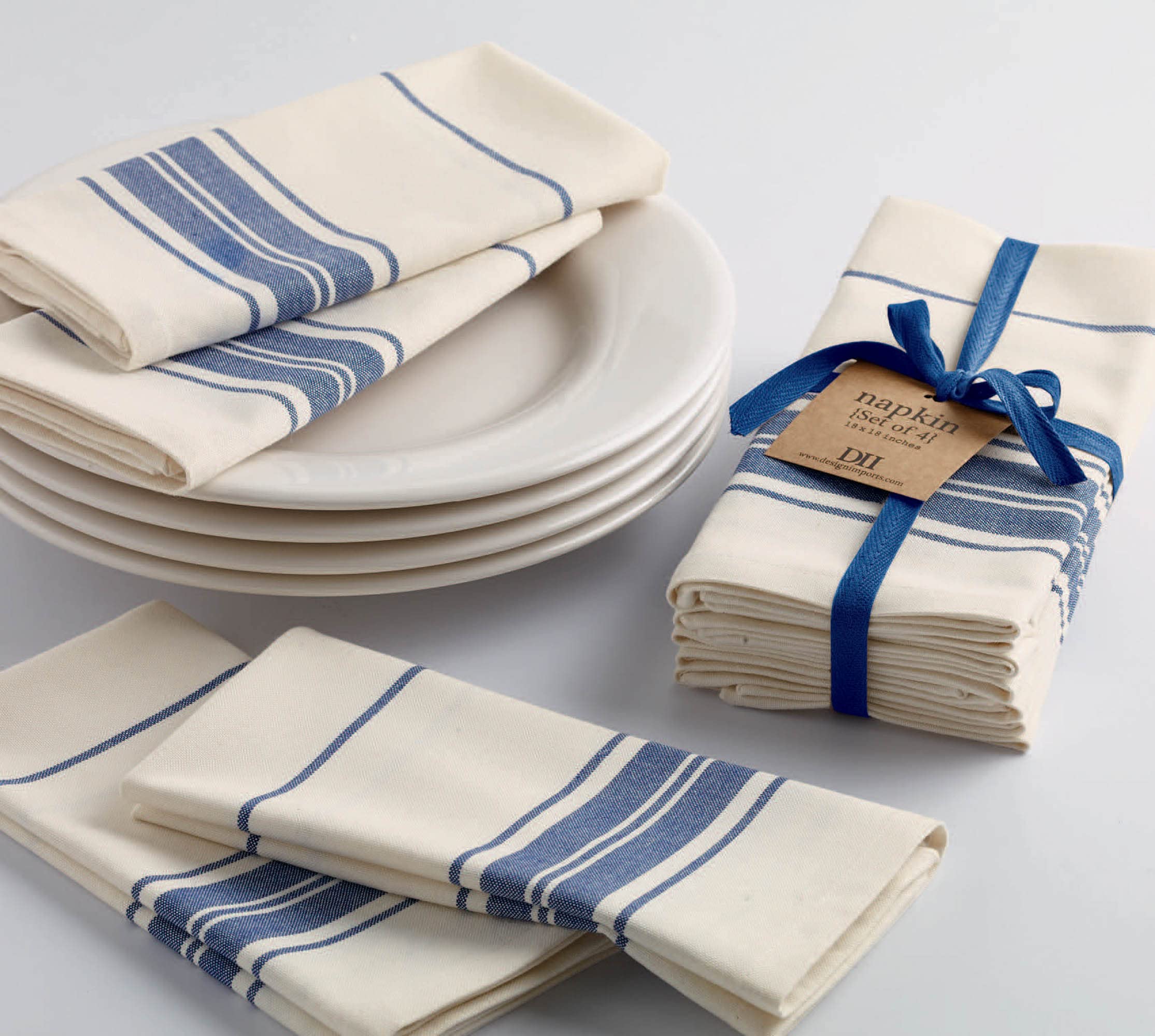 DII 100% Cotton Cloth Napkins, 18x18 Dinner Napkins, for Basic Everyday Use, Banquets, Weddings, Events, or Family Gatherings - Set of 4, Farm Fresh Stripe