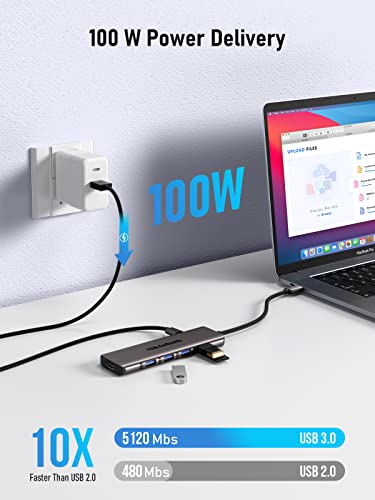 Docking Station 7 in 1 USB C Hub Dual HDMI Monitors with 4K 30Hz 2 HDMI Port 100W PD USB 3.0 USB 2.0, Multi Monitor Adapter for Laptop MacBook Pro M1 Dell HP Surface Lenovo