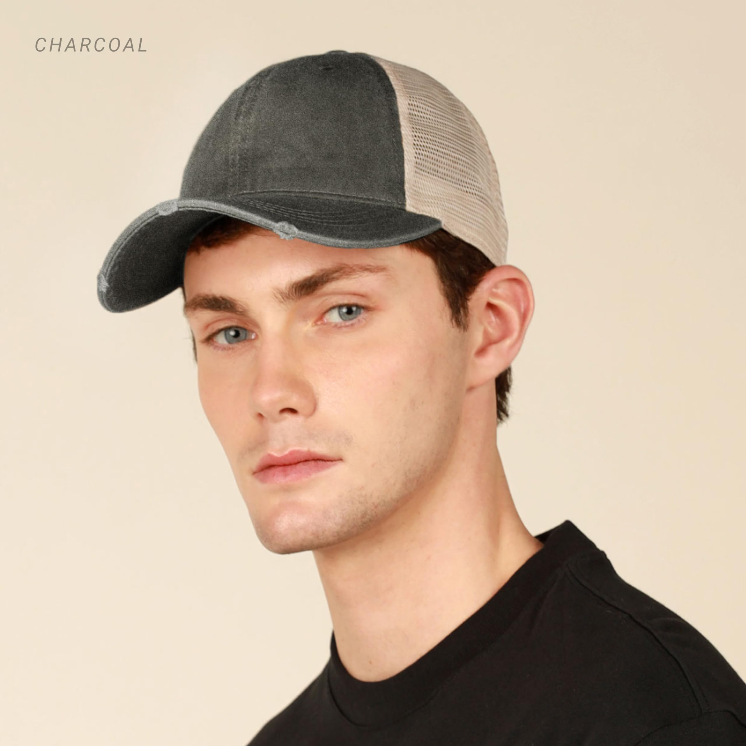 CHOK.LIDS Everyday Premium Washed Trucker Hat Unstructured Distressed Pigment Dyed Cap Adjustable Outdoor Headwear (Red.)