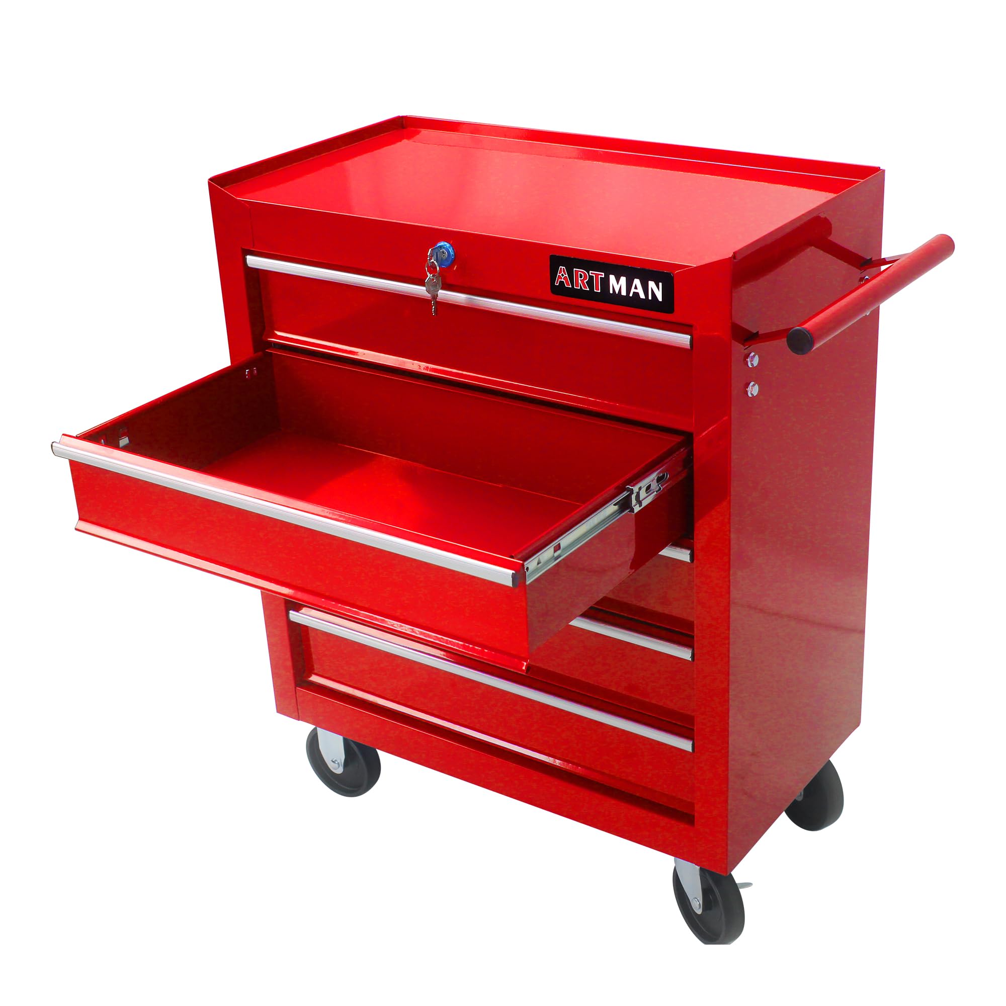 Campfun Rolling Tool Cart 7-Drawer, Metal Tool Storage Organizer Trolley with Interlock System and Wheels, Multifunctional Mechanic Tool Chest for Garage, Warehouse, Workshop, Repair Shop, Blue
