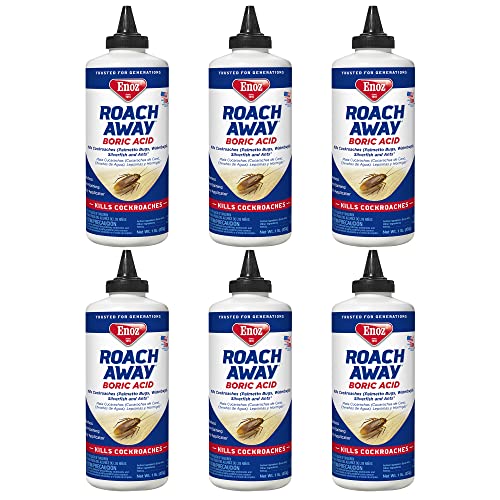 Enoz No Zone Roach Away Boric Acid Powder, Kills Cockroaches, Silverfish, and Ants (Pack of 6)