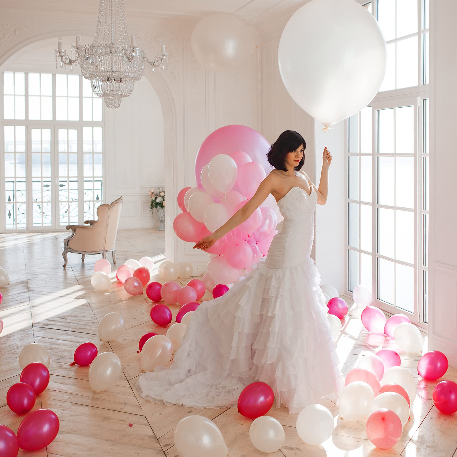 Civaner 168 Pack Balloon Garland Arch Kit Latex Balloon Different Sizes 18/10/5 Inch Balloons Wall Decor for Wedding Birthday Party(Gradient Pink)