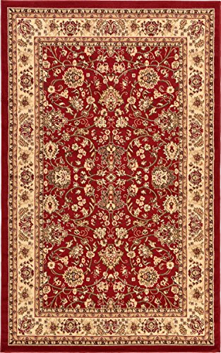 Unique Loom Sialk Hill Collection Area Rug - Washington (5' 3" x 8' Rectangle, Burgundy/ Cream)