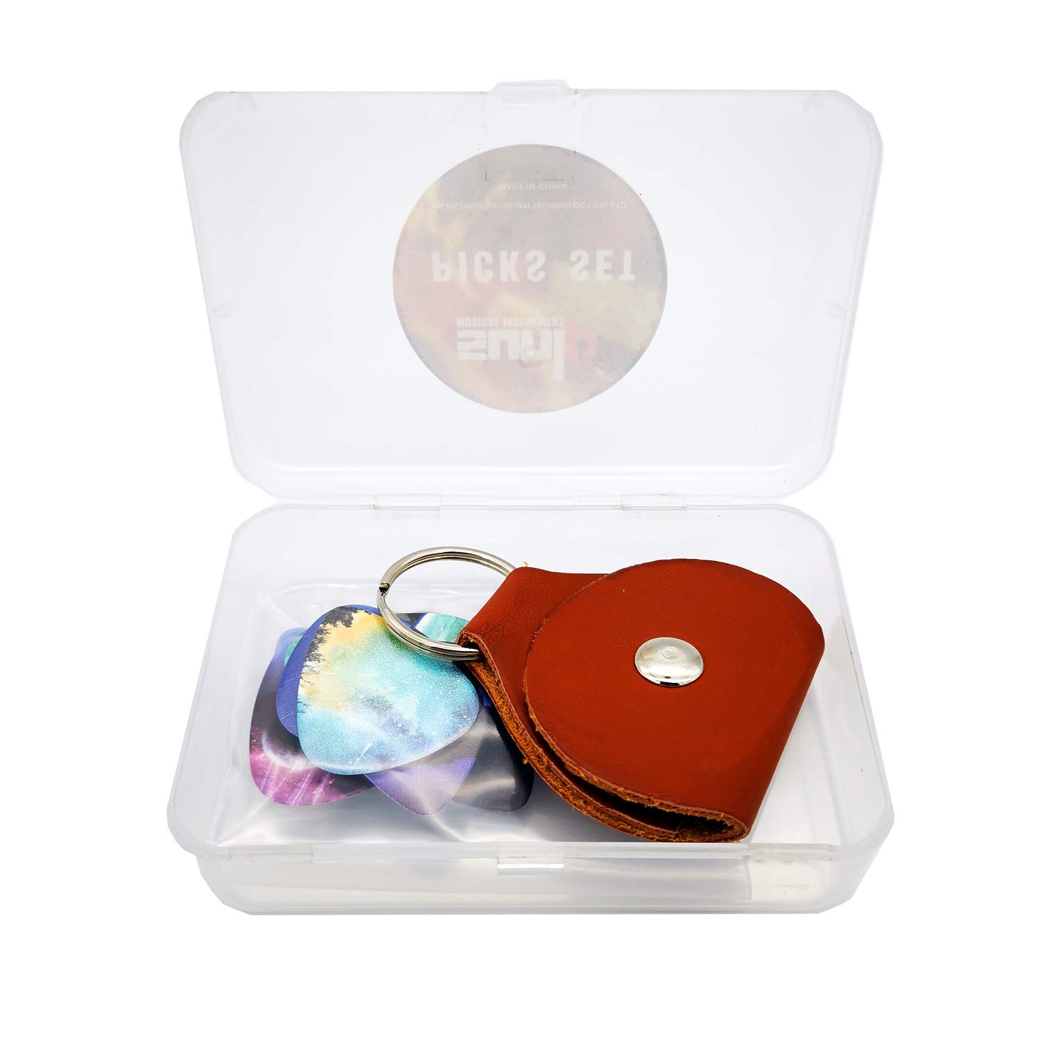 Unique Guitar Picks 12 Medium Gauge Pack with Picks Holder and Plastic Picks Box, SUNLP Fairyland Galaxy Themed Guitar Cool Picks for Bass Electric Guitar Acoustic Guitar Lovers guitarists gift
