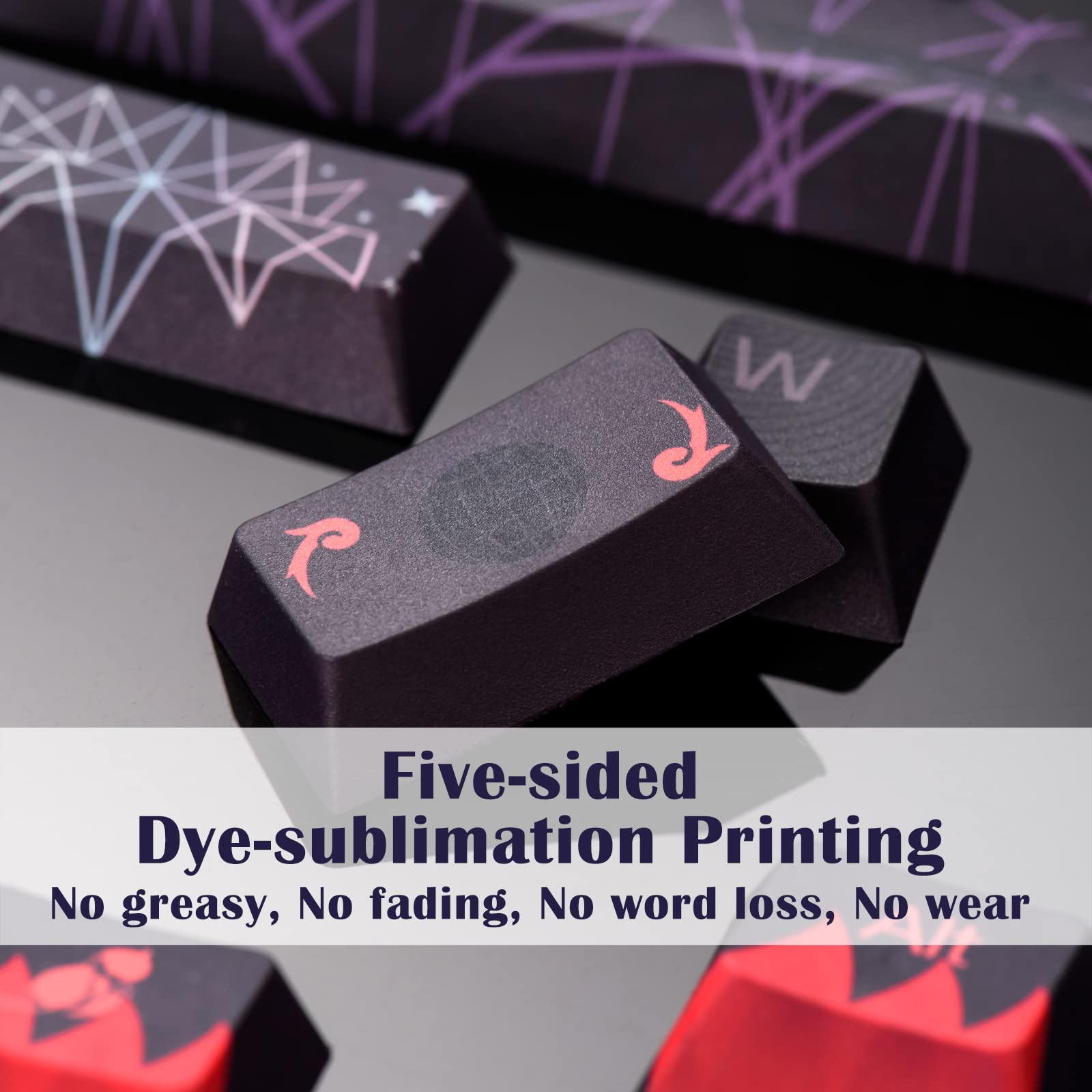 CalamariKey Dark Blue Keycaps,PBT Dye Sub Keycaps Set for Mechanical Gaming Keyboards 123 Keys US English Layout