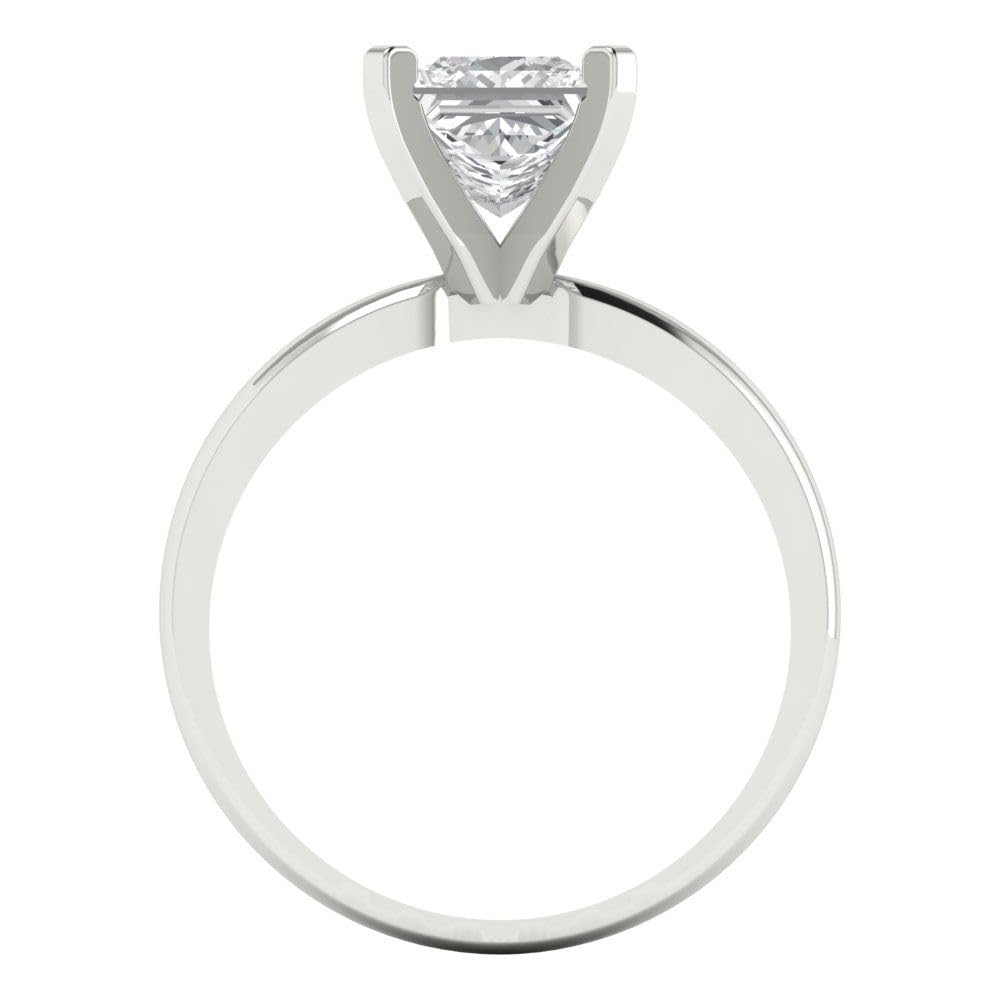 Clara Pucci 1.50 ct Princess Cut Solitaire Genuine Moissanite Wedding Bridal Wedding Anniversary Engagement Ring in 14k White Gold