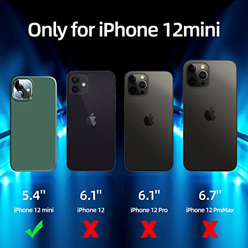 JTWIE [5 in 1 Compatible with iPhone 12 Mini Case,Shockproof Silicone Case with [2 Screen Protectors and 2 Camera Protectors] for iPhone 12 Mini 5.4 Inch Green……