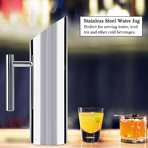 Stainless Steel Water Pitcher, Iced Tea Pitcher Juice Pitcher Teapot with Handle Cold and Hot, for Homemade Drinks Iced Tea Wine Coffee Milk Home Hotel Serving Tool(2L)