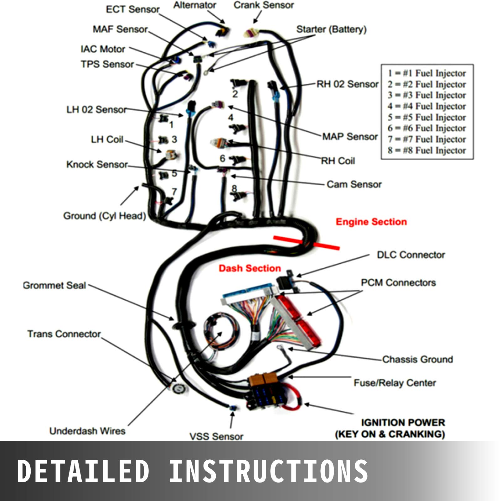 Mophorn 99-03 Standalone Wiring Harness with T56 Transmission for 1999-2003 DBC LS1 Vortec 4.8 5.3 6.0 4L60E