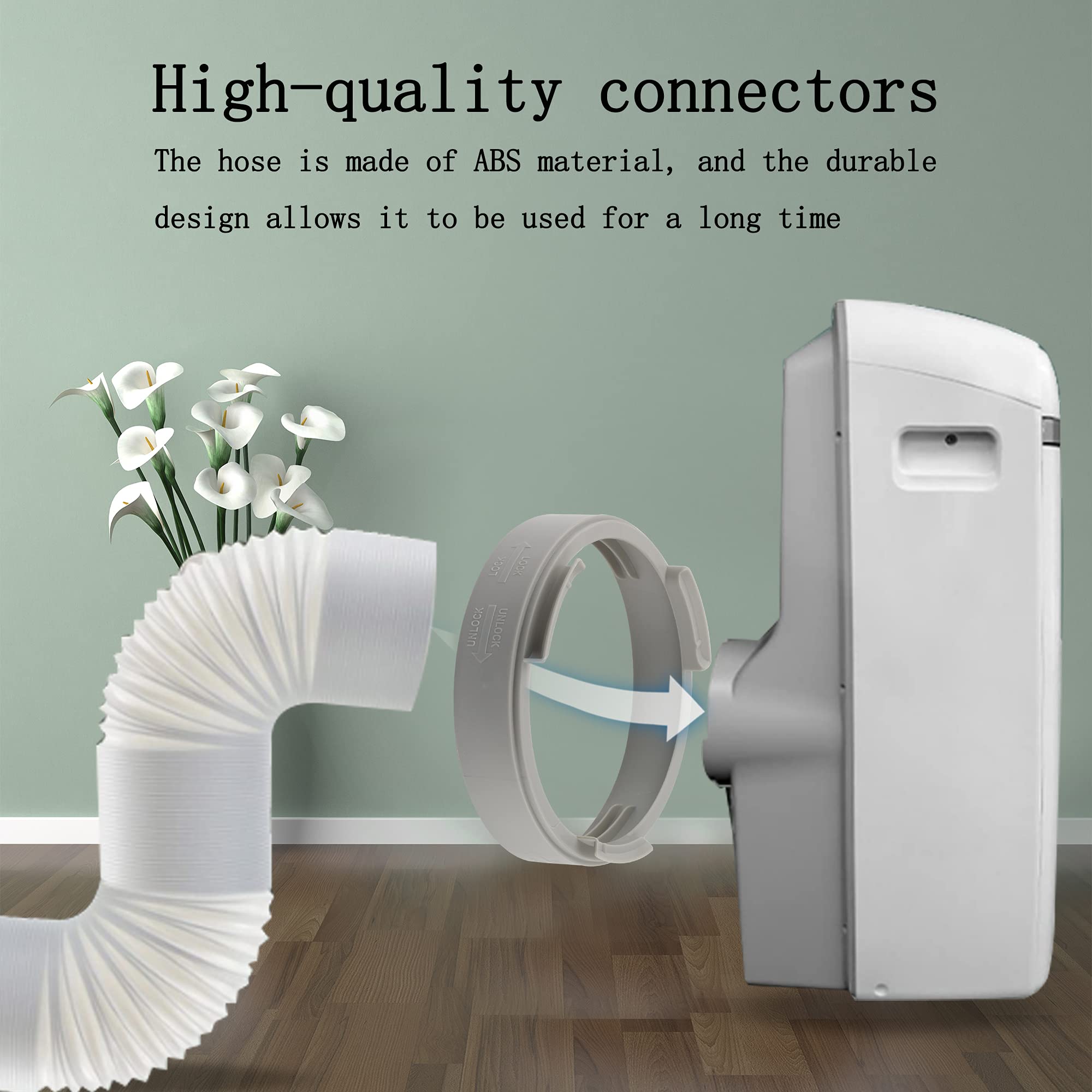 Portable Air Conditioner Exhaust Hose Connector, Round Tube Conditioner Adapter Exhaust Duct Vent Kit (white)