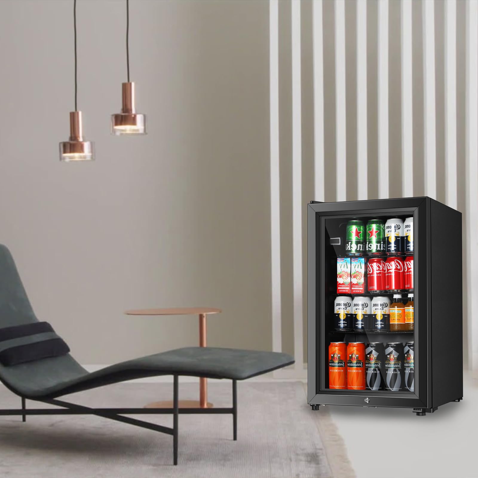 HAILANG Beverage Refrigerator With 80 Can,Freestanding Beverage Cooler For Office, Bar,Home|Double Glass Door&Adjustable Shelving…