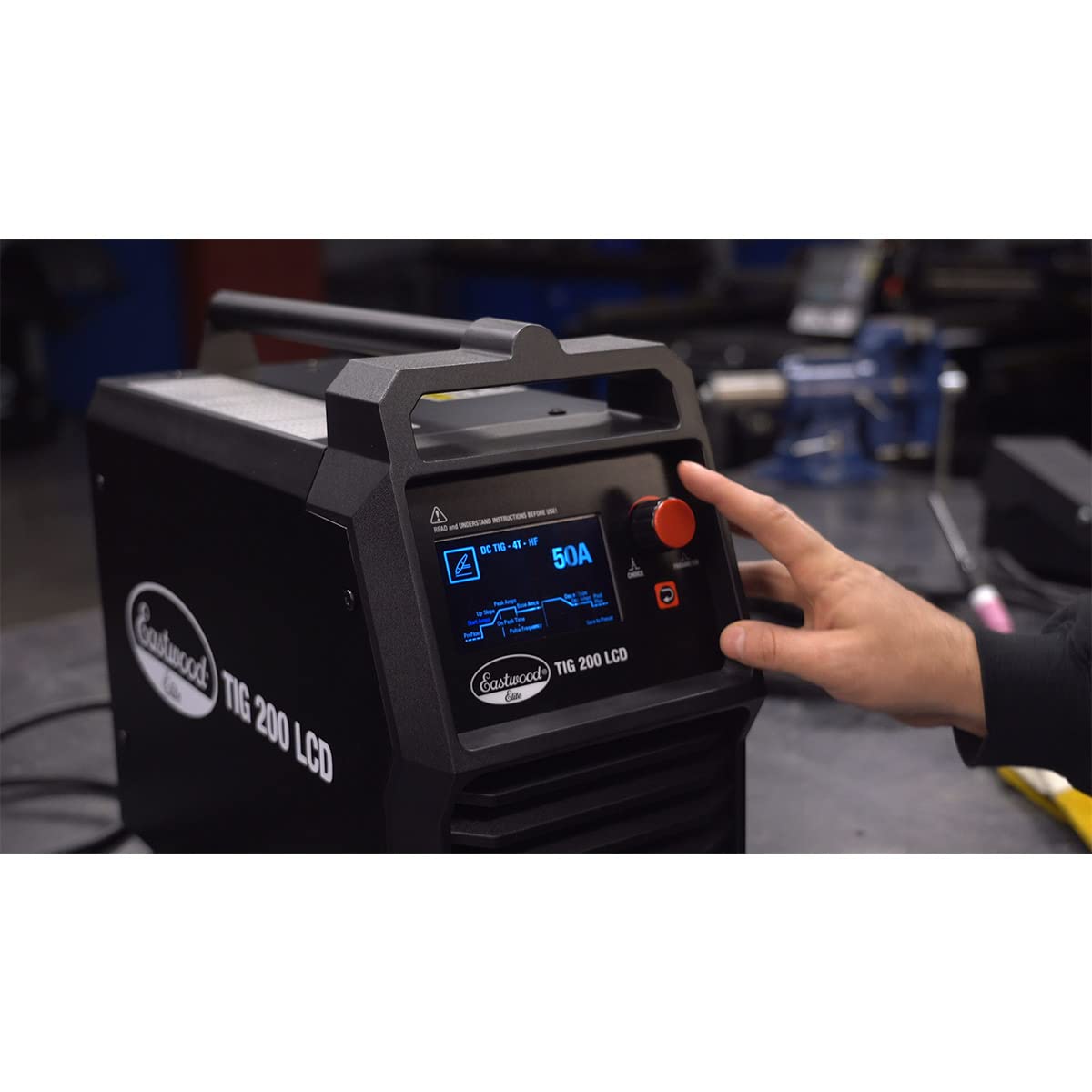 Eastwood Elite 200 Amp LCD Digital Tig Welder AC/DC | Pro Welding Machine with Pulse Capability | Color LCD Screen | Latest Welder Inverter Technology | Aluminum Welder & Stick Welder | 120V 240V