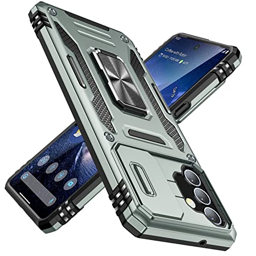 RLUYIDIKS for Samsung Galaxy A13 5G Case with Camera Cover,with Rotatable Metal Ring Kickstand,Samsung Galaxy A13 Case Military Grade Protection,Heavy Duty Shockproof Protective Case,Grey RUS03-06