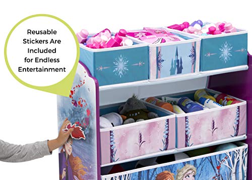 Delta Children Disney Frozen II 4-Piece Playroom Solution Set Includes Table and 2 Chairs and 6-Bin Toy Organizer