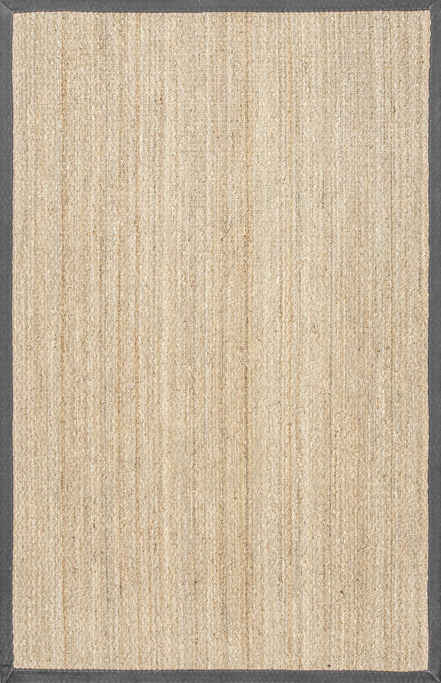 nuLOOM 2x8 Elijah Seagrass Area Rug, Dark Grey, Solid Farmhouse Style, Cotton Bordered, Basketweave, Natural Fiber, For Bedroom, Dining Room, Living Room, Hallway, Office, Kitchen, Entryway