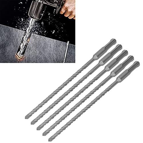 Easy Installation Rotary Hammer Drill Bit Set 5 Pieces Impact Drill Bits Quick Chip Removal 2 Flute Carbide Tip for Concrete Brick Stone (6mm)