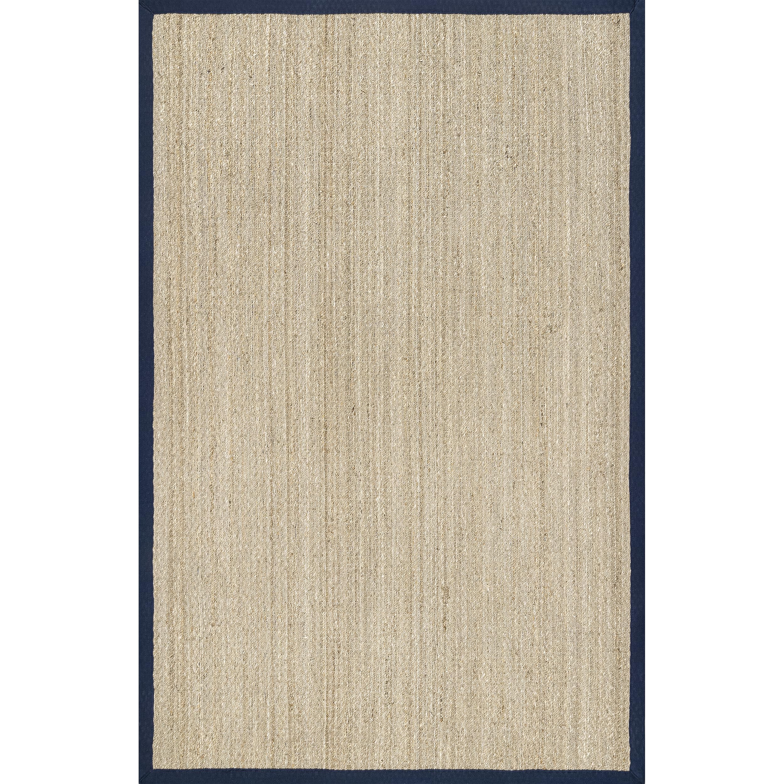 nuLOOM 4x6 Elijah Seagrass Area Rug, Navy, Solid Farmhouse Style, Cotton Bordered, Basketweave, Natural Fiber, For Bedroom, Dining Room, Living Room, Hallway, Office, Kitchen, Entryway