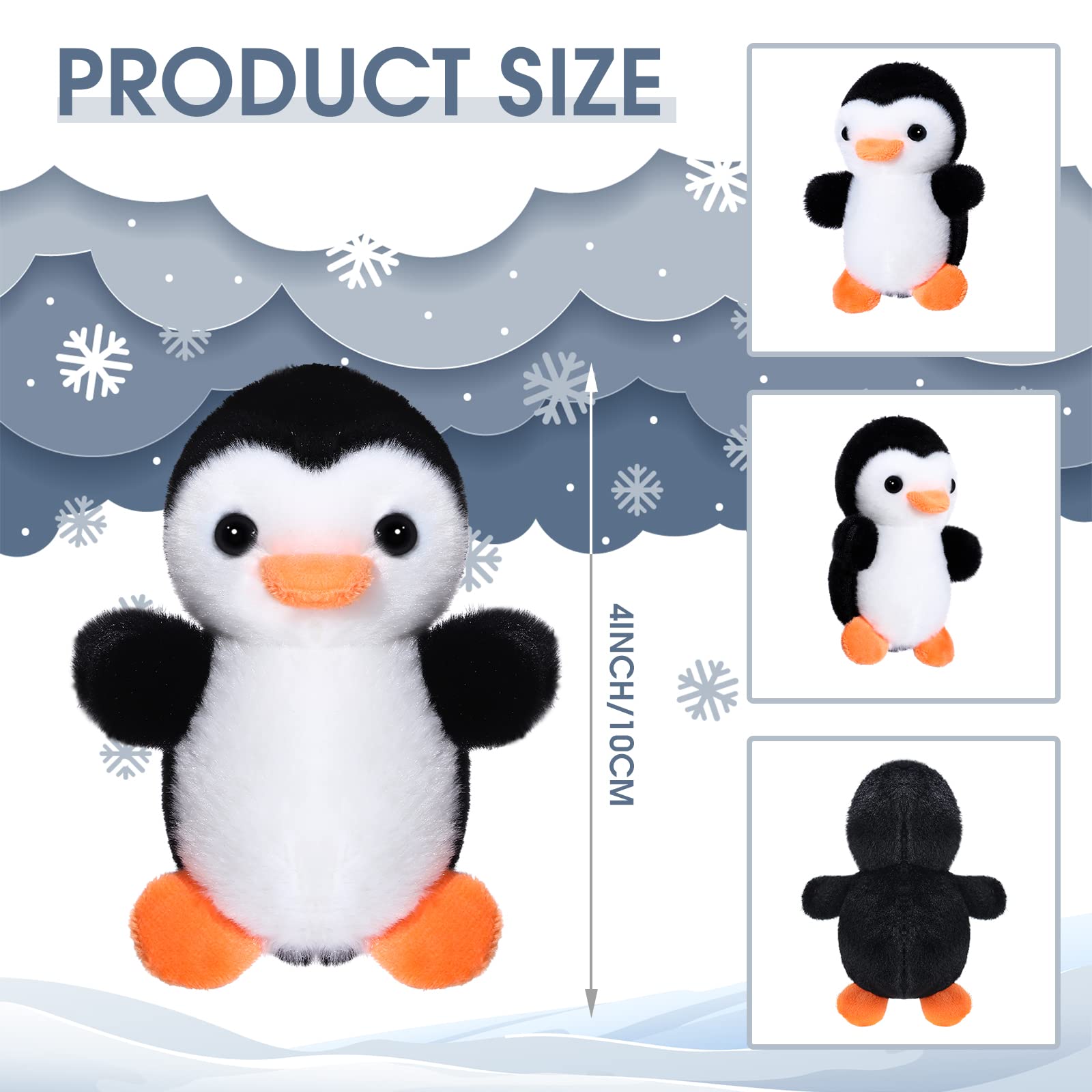 Skylety 8 Pcs Penguin Plush Keychain 4 Inch Stuffed Animal Bulk Small Hanging Stuffed Penguin Doll Mini Soft Companions Gift Present Party Favors for Kid Birthday Decoration(Black)
