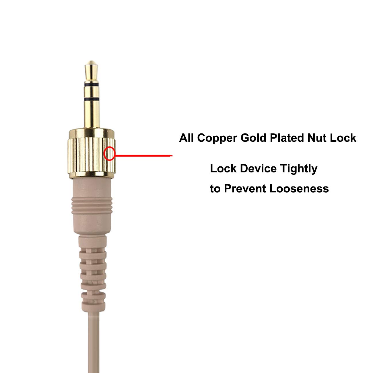 CANFON Cafon Pro 3.5mm Omni-directional Condenser Headset Microphone Input Line Compatible with Sony UWP V1/D11/D21 Microphones Transmitter, such as UWP UTX-B2/B03/B40, Skin color to hide