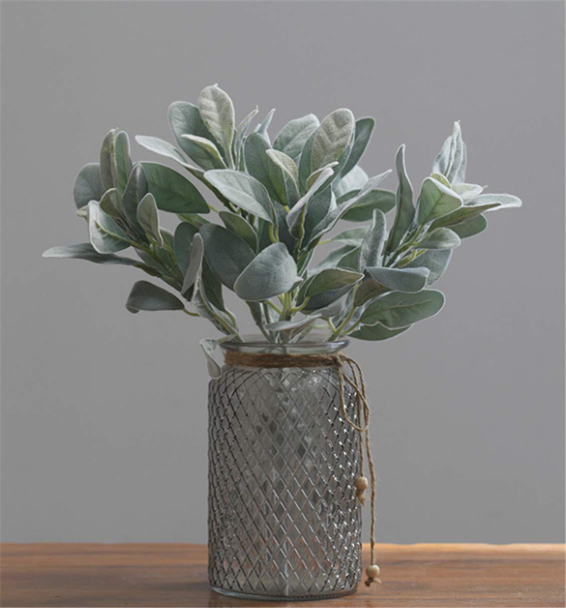Skyseen 5Pcs Artificial Lambs Ear Greenery Leaves for Wedding Bridal Bouquet Party Home Garden Decor
