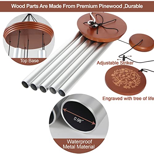 Epartswide Large Wind Chimes Outside Deep Tone,44" Memorial Wind Chimes Outdoor with 4 Heavy Tubes Soothing Melody Wind Chimes Large Sympathy Gift for Mom Patio Hanging Decor(Black)