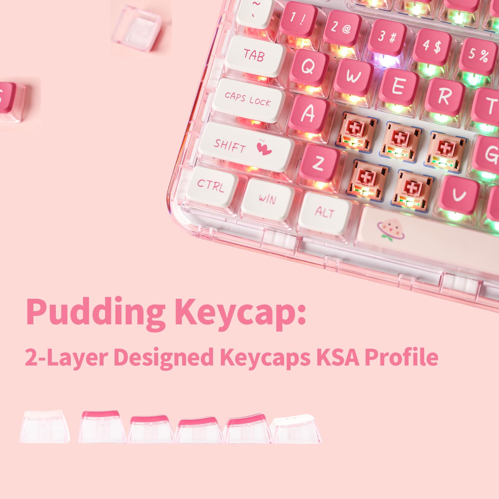 EPOMAKER CK75 75% Transparent Gasket Hot Swap Bluetooth/2.4Ghz Wireless/Type-C Wired Gaming Keyboard with South-Facing RGB, KSA Profile PBT Keycaps, Compatible with Win/Mac/Android…