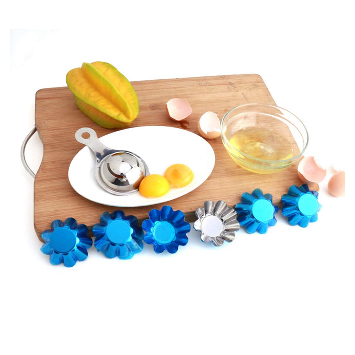 DOITOOL Baking Cup Cupcake Liners 12Pcs Delicate Stainless Steel Useful Tart Pans Flower Reusable Cupcake Muffin Baking Cup Mold for Kitchen(Silver)