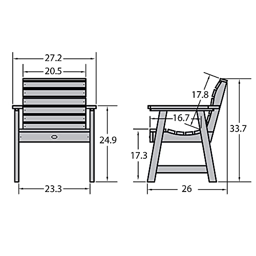 Highwood AD-CHGW1-ACE Weatherly Garden Chair, Weathered Acorn