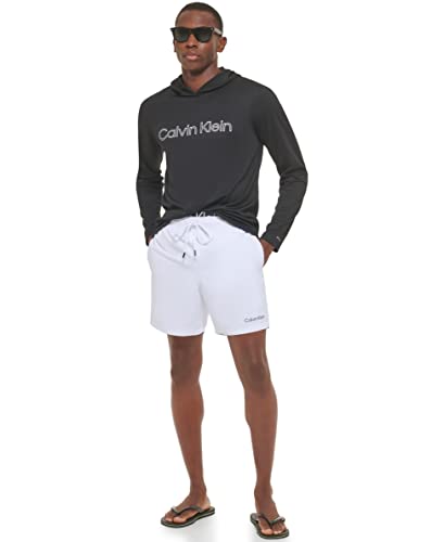 Calvin Klein Men's Standard Quick Dry UPF 40+ Hoodied Top, Black, Large