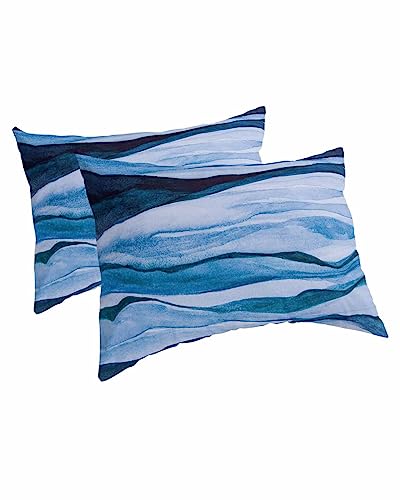 Edwiinsa Blue Ombre Pillow Covers Standard Size Set of 2 Bed Pillow, Watercolor Modern Abstract Art Aesthetics Plush Soft Comfort for Hair/Skin Cooling Pillowcases with Envelop Closure 20''x26''