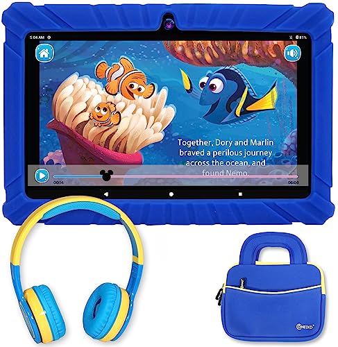 Contixo V8 Kids Tablet, 7" Kids Learning Tablet Bundle - Parental Control, WiFi Dual Camera, Teacher Approved Tablet for Kids, Kids Bluetooth Headphone & Tablet Bag Set