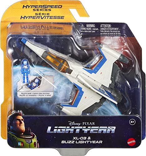 Mattel Lightyear Toys Hyperspeed Series, Buzz Lightyear Mini Action Figure & Xl-03 Spaceship, 6.3-in Vehicle