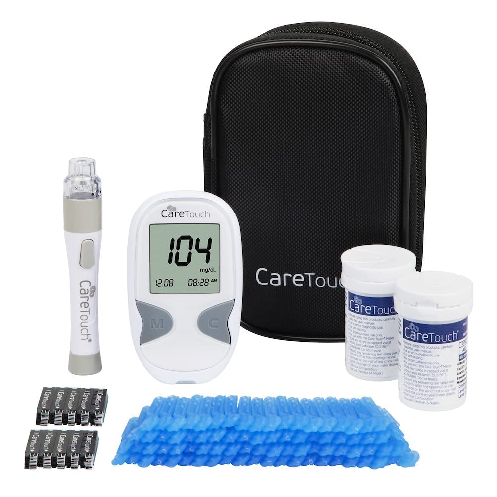 Care Touch Blood Glucose Meter Kit - Diabetes Testing Kit with Glucometer, Test Strips, Lancing Device, Lancets & Travel Case