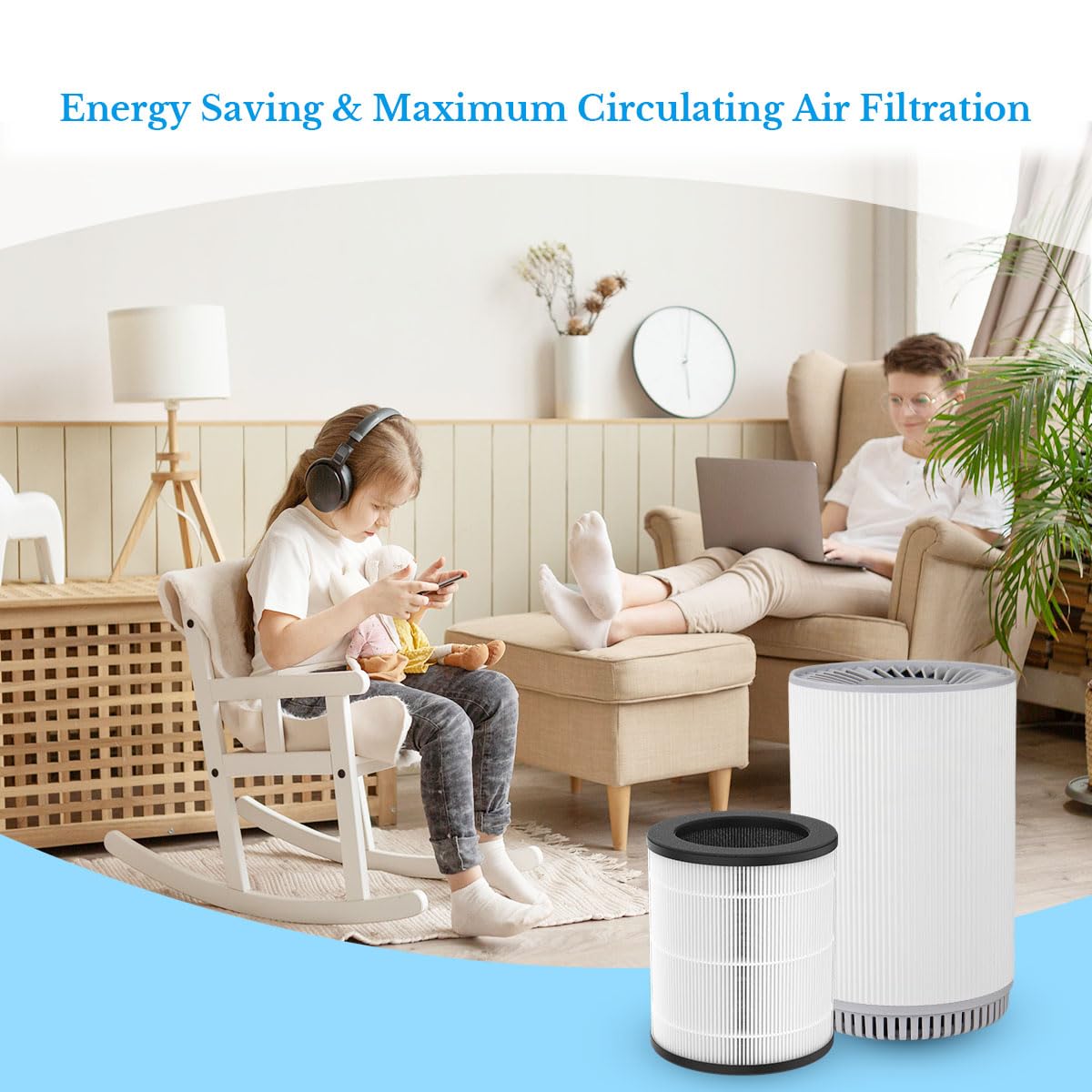 CLEARBREEZE KJ80 Filter Replacement, 3-in-1 KJ80 H13 HEPA Filter High Efficiency Air Pur-ifier Filter Replacement for Druiap KJ80, Compared to Part# AF3080, 4 Pack