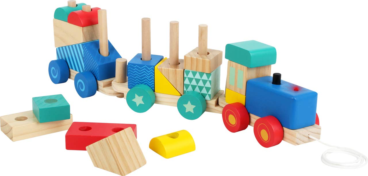 Small Foot Wooden Toys Wooden Train Pull Along and 33 piece Sorting Game designed for children 12+ months
