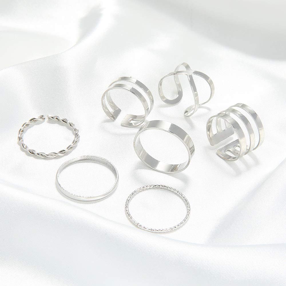 Cassfic 80Pcs Bohemian Knuckle Ring Silver Gold Vintage Stackable Rings Set Fashion Finger Knuckle Midi Rings for Women