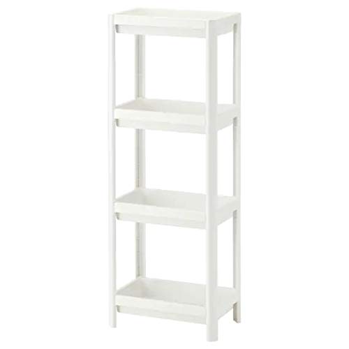 Ikea VESKEN Shelf Unit with TSS Cotton Balls (White, 36x23x100 cm)