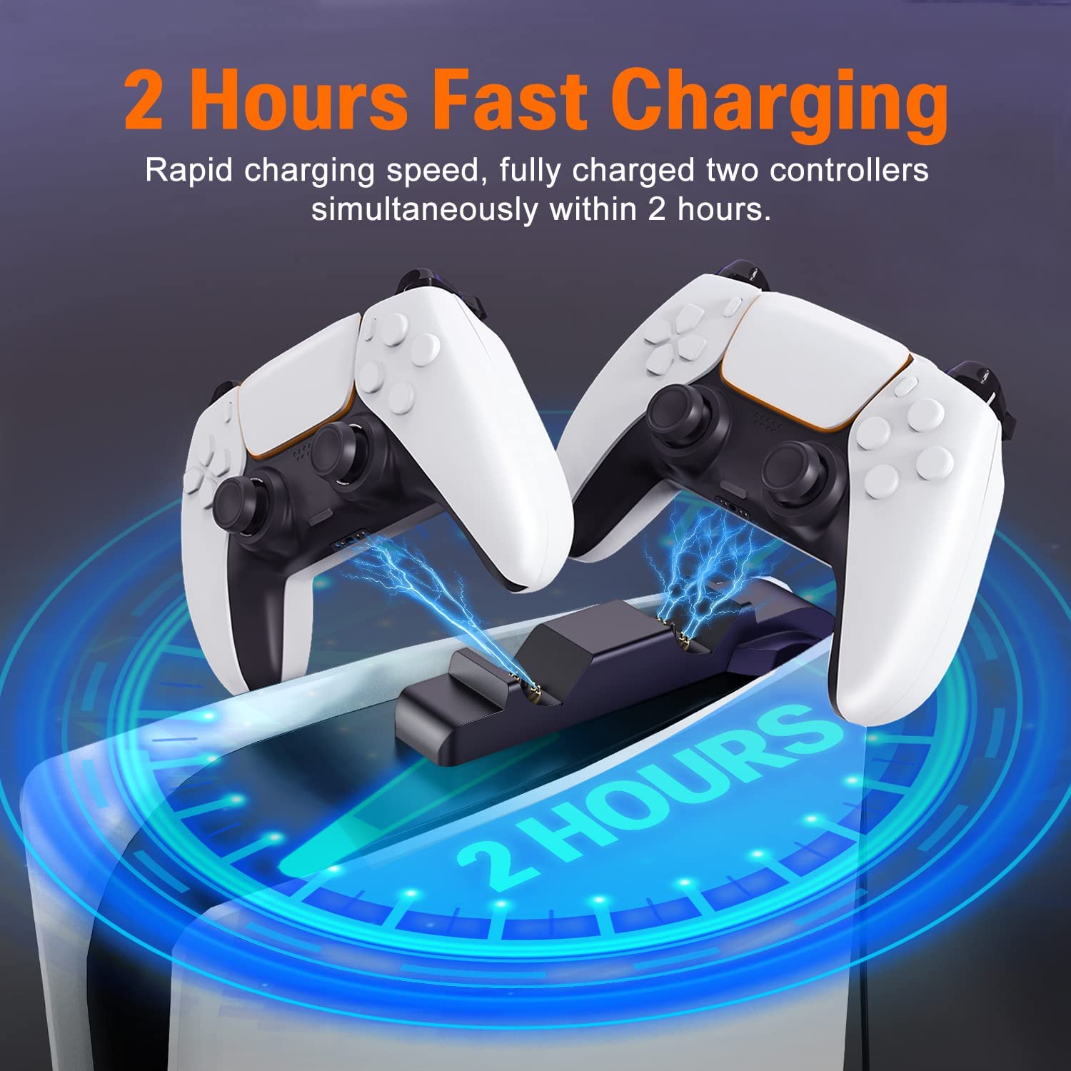 Controller Charging Station for PS5, Tendak Upgraded Fast Dual Controller Charging Stand Compatible with 5, PS 5 Charger Dock Accessories Replacement for DualSense Charging Station - Black